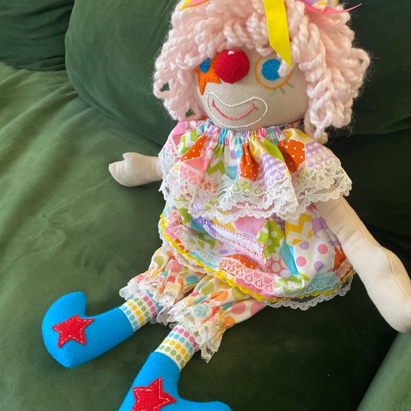 CARLY CLOWN Made to Order, Clown Doll, Clown Outfit, Clown Collar, 16 ...