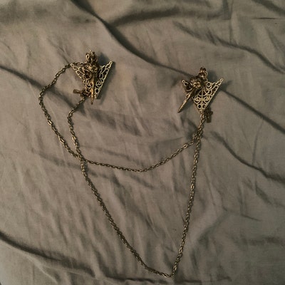 Double Brooch Collar Shirt Goth Lace Skullbird 666 Crucifix 666 - Etsy