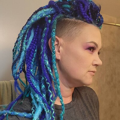 Full Set Dreads Extension Braids / Brown Blone Gray Mix / Decorated ...