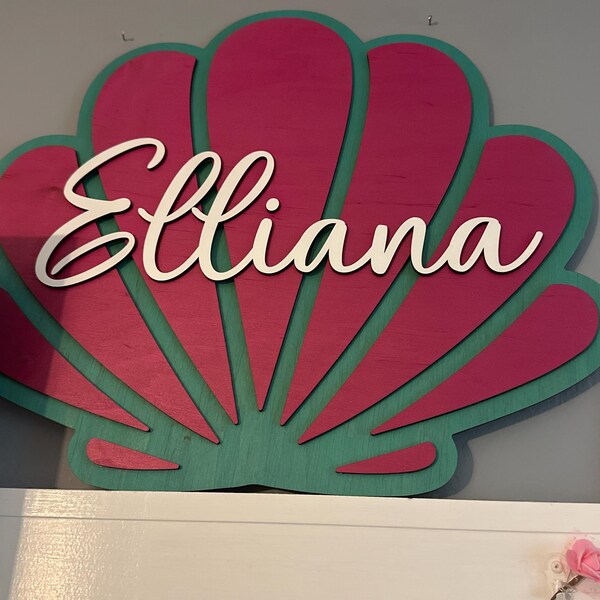Personalized Seashell Name Sign - Under the Sea Wooden Sign - Ocean ...