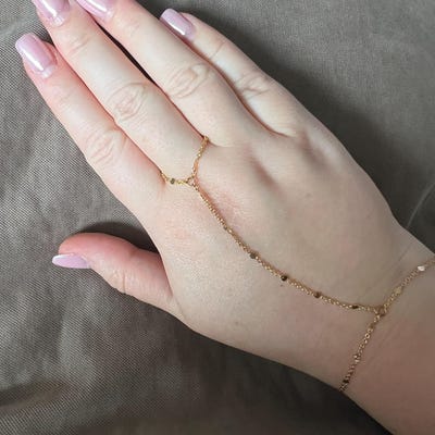 Silver & Gold Hand Chain, Dainty 18k Gold Hand Plated Chain Gold Hand ...