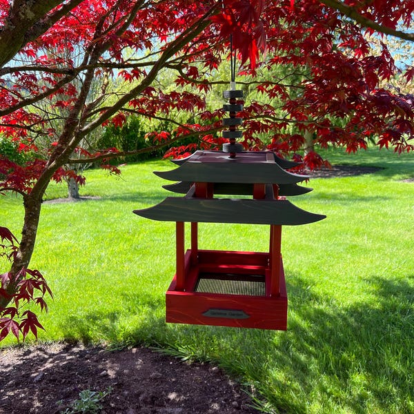 Asian Pagoda Otera Bird Feeder: Cedar Wood Outdoor Hanging Platform - Etsy