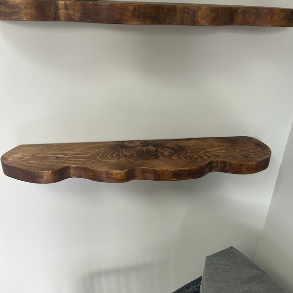 FORET Small Rustic Flower Live Edge Solid Wood Chunky Scaffold Floating ...