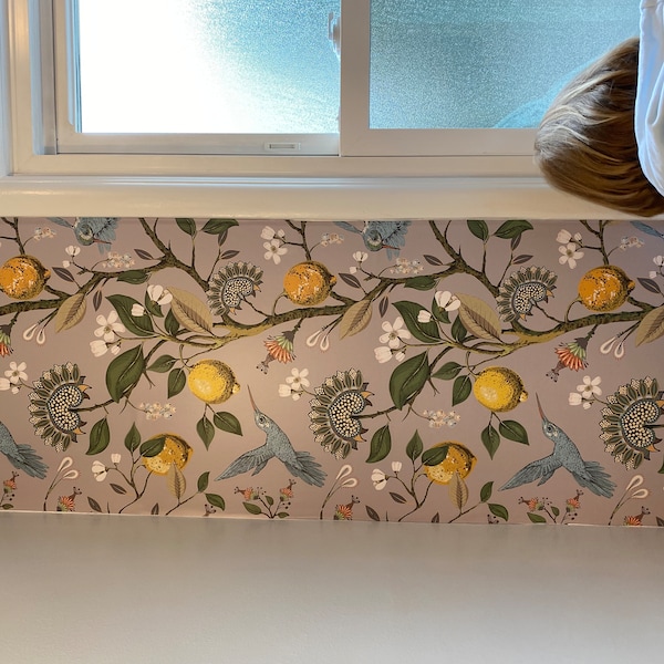 Hummingbird and Lemon Tree Wallpaper | Removable Self Adhesive Birds ...