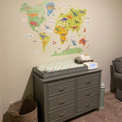 Dinosaur World Map Wall Decal Wall Sticker Dinosaur World - Etsy
