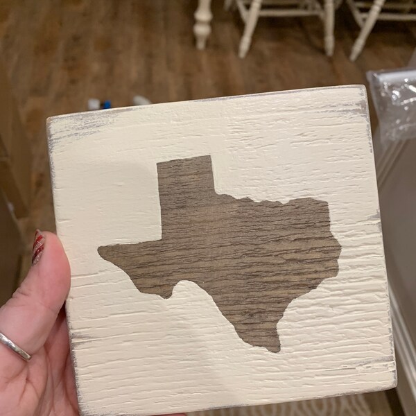 Texas Wood Sign State Shape Rustic Decor Primitive Folk Art Reclaimed ...