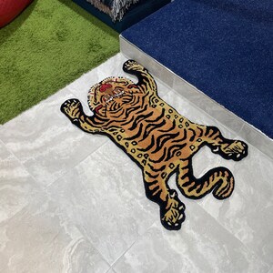 Tiger Mat Hand Tufted Tiger Skin Wool Carpet Home Decorative | Etsy