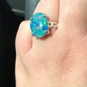 GENUINE Australian Opal Ring,mosaic Opal Ring,sterling Silver,opal Jewelry,birthstone,gift for ...