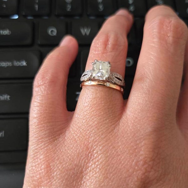 1.3ct Moissanite Toi Et Moi Ring, Solid Gold Emerald and Pear Cut ...