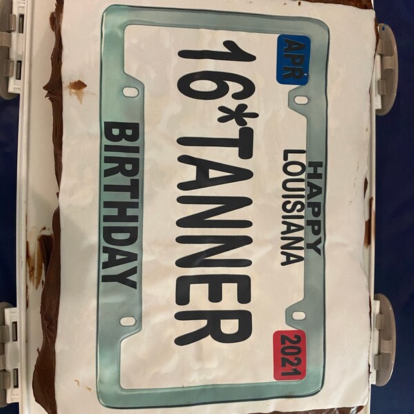 License Plate Edible Cake Topper - Etsy