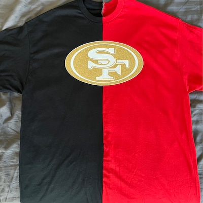 Black and Red Split Adult Tee Two-toned Shirt Two-colored T-shirt Half ...