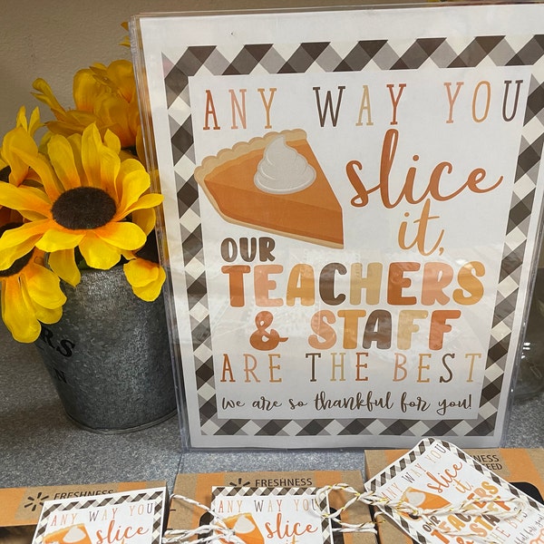 Thanksgiving Teachers and Staff Appreciation Printable Gift Tags, Pie ...