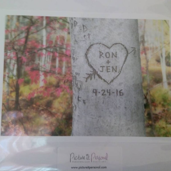 Personalized Carved Heart Tree, Couples Gift, Personalized Print ...