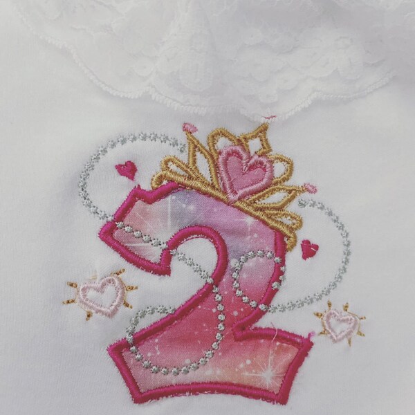 BX Princess Tiara + Pearls Numbers Set 0-9 Applique Machine Embroidery ...