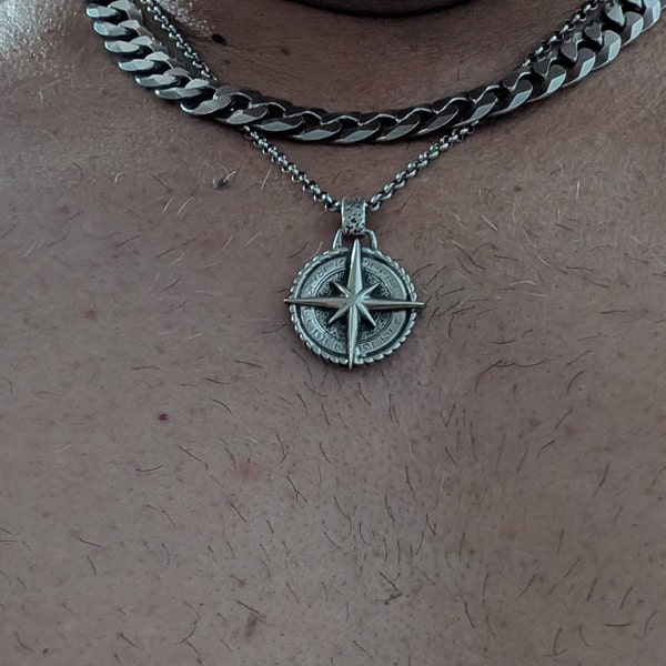 Sterling Silver Nautical Compass Pendant Necklace: Ocean Inspired ...