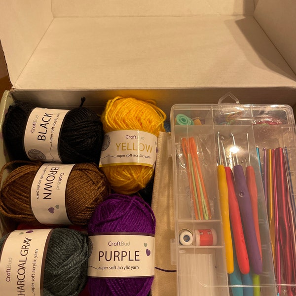 DIY Crochet Kit With Crochet Hooks Yarn Set for All Ages - Includes ...
