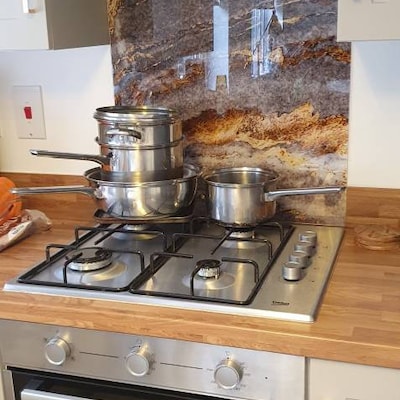 Kitchen Glass Splashback ANY SIZE Tempered Cooker Backsplash Wall Panel ...