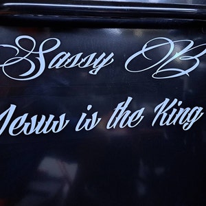 CUSTOM TEXT Script VERTICAL Windshield Vinyl Side Decal Sticker Car ...