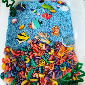 Pasta Coral Reef Coral Reef Mix sensory Bin coral Reef Pasta Under the ...