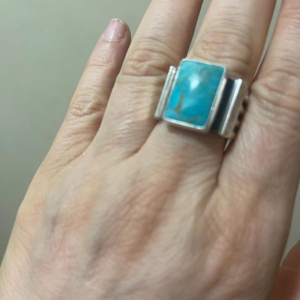 Beth Dutton Inspired Turquoise and Sterling Silver Large Statement Ring ...