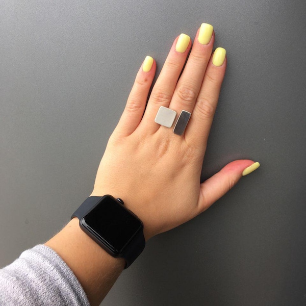 Modern Bold Contemporary Adjustable Statement Ring in Sterling Silver ...