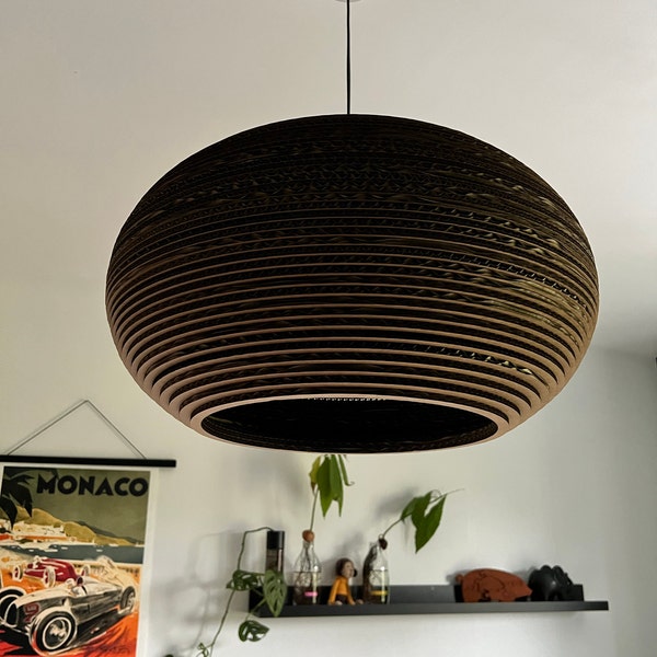 20" Rounded Drum Recycled Cardboard Pendant Lightshade - Etsy