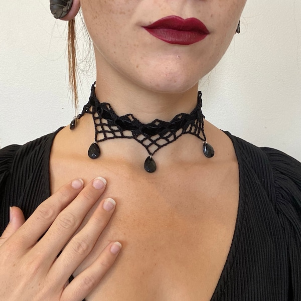 CROCHET CHOKER PATTERN, Victorian Pointed Choker Crochet Pattern ...