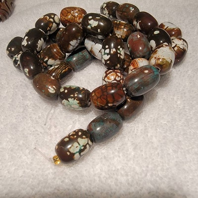 1 Full Strand 8mm 10mm White Tibetan Dzi Beads , Tibetan Agate Beads ...