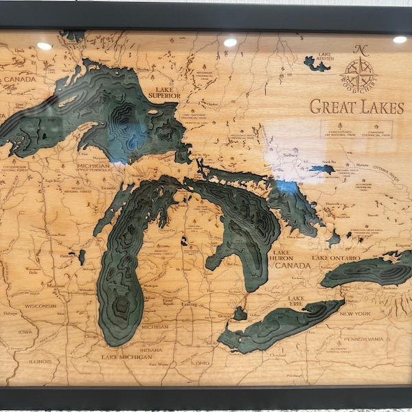 Seneca Lake Wood Carved Topographic Depth Chart / Map - Etsy
