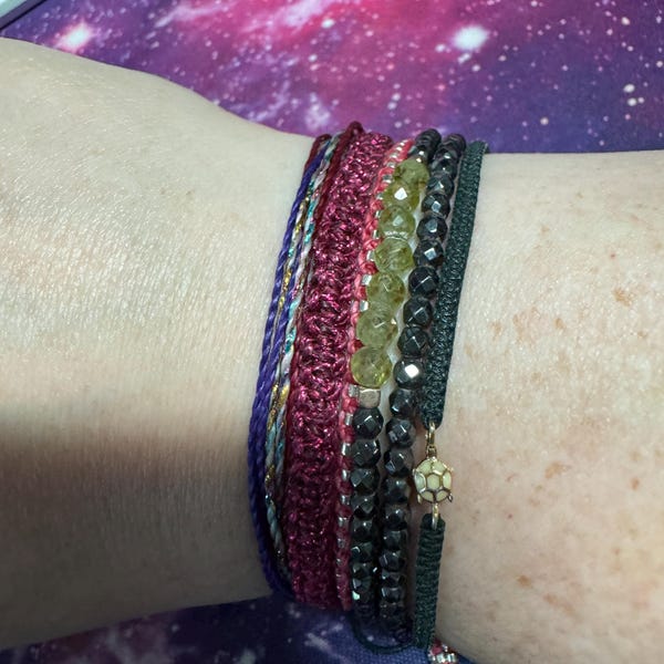 Waterproof Waxed Cord Macrame Friendship Bracelet, Adjustable Braided ...