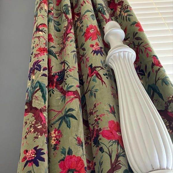 OFMD Pink Bird Velvet Banyan Fabric Kimono Cotton Velvet Robe Long ...