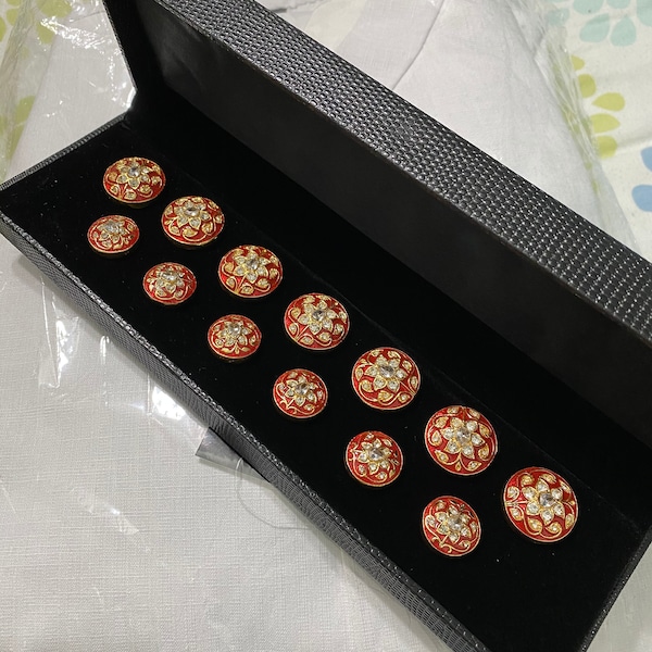 Handcrafted Indian Sherwani Button,jodhpuri Maharaja Look Kundan Meena ...