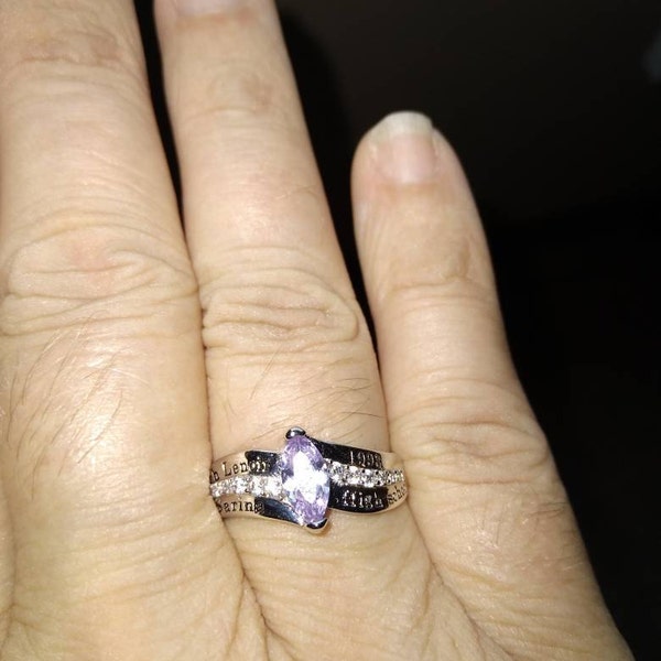 Customized Sterling Silver Women’s High School Class Ring – Gem ...