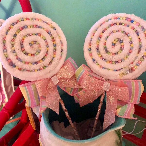 Faux Candy Pink & White Swirl Pick Candy Land Tree Topper Tree Decor ...