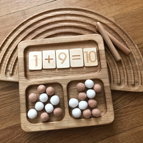 Montessori Color Sorting Tray With Number Cards 1-20 Number Composition ...