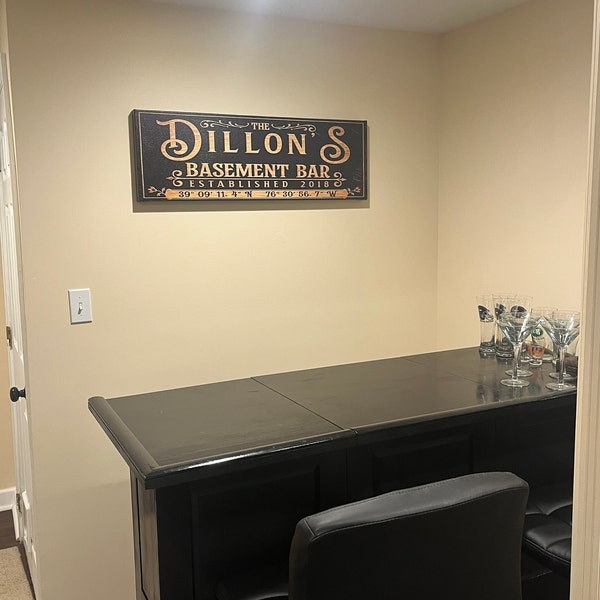 Basement Bar Sign | Custom Bar Sign | Home Canvas Bar Wall Decor ...