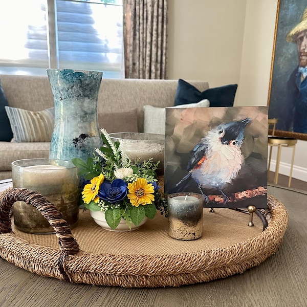 Pink Robin CUSTOM Original Oil Painting by Daiga Dimza Handmade Bird ...