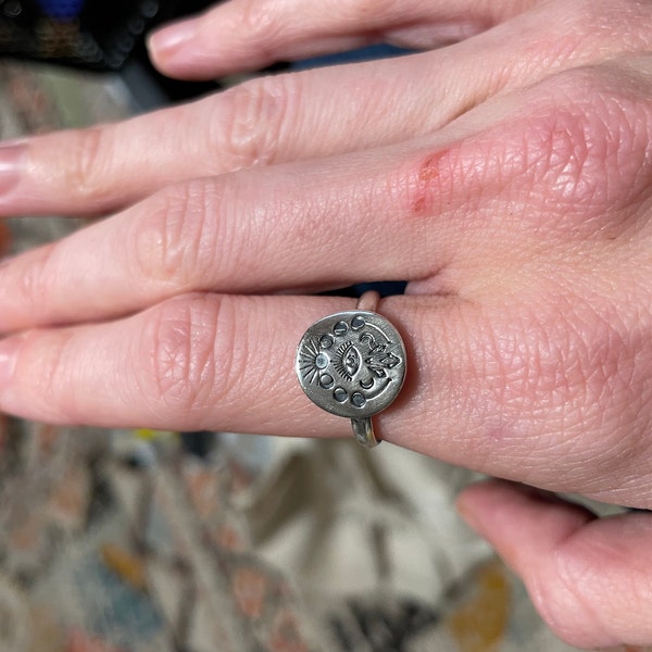 Silver Moon Ring Celestial Ring Moon Phase Ring Witch Ring Evil Eye ...