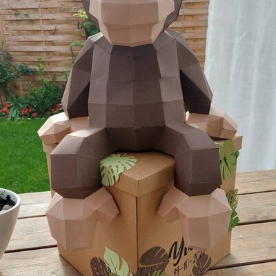 Low Poly Monkey 3D Papercraft PDF, 3D SVG Template for Creating Monkey ...