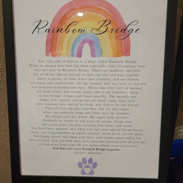 Rainbow Bridge Pet Memorial Poem/dog Memorial Gift/digital Download ...