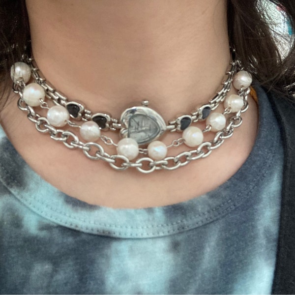 Asymmetrical Heart Clock Locket Necklace - Etsy