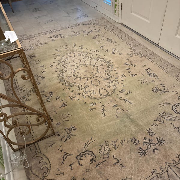 7x10 Faded Pattern Rug, Handmade Rug, Area Rug, 6'7 X 9'11 Vintage Rug ...