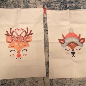 Personalized Christmas Reindeer Santa Bag Custom Santa Sack Christmas ...
