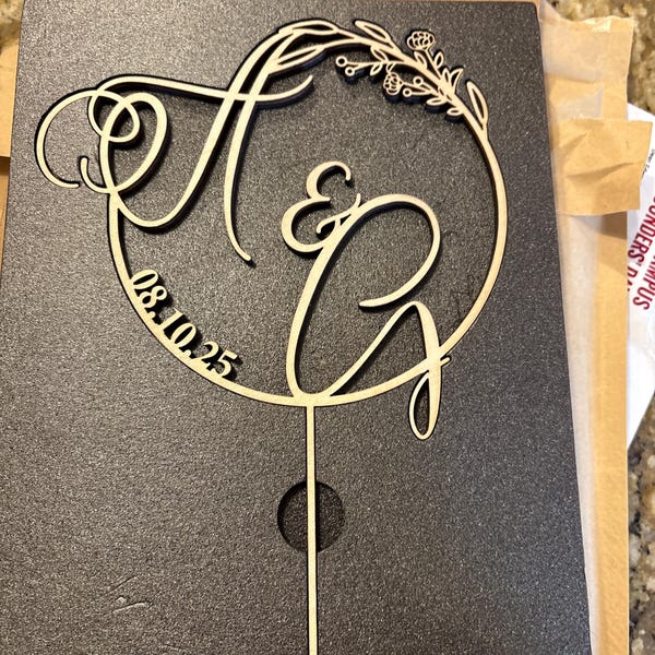 Custom Initial Wedding Cake Toppers, Gold Vintage Cake Toppers, Rustic ...