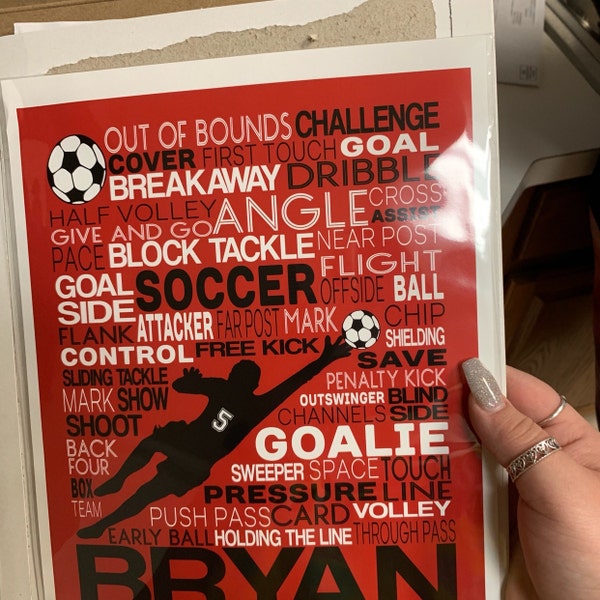 Soccer Poster Art, Boys Soccer Typography, Gift for Soccer Player ...