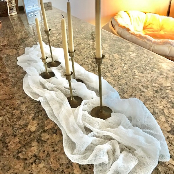 Ivory Gauze Runner for Wedding, Cheese Cloth Runner, Table Hand Dyed ...