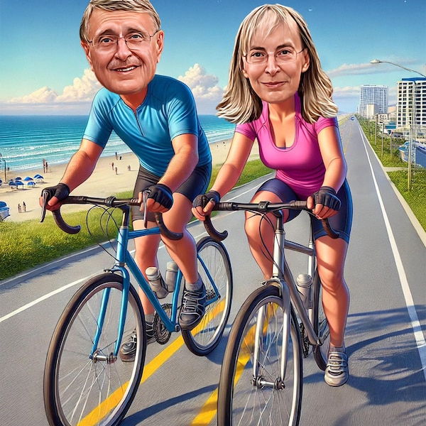 Custom Golf Couple Portrait | Personalized Golfer Caricature | Gift for ...