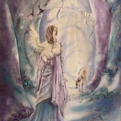 ORIGINAL WATERCOLOUR PAINTING 'sienna and the Deer Seek the Forest ...