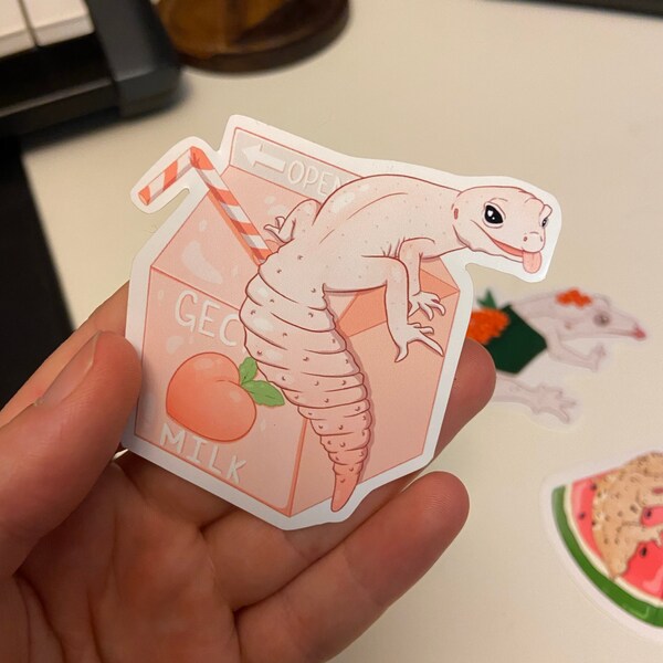 Leopard Gecko Fruit Flavored Milk Stickers | Reptile | Sticker Pack ...