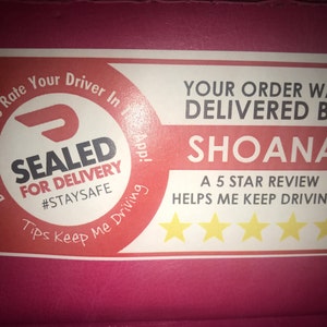 Personalized Doordash Themed Delivery 4x2 Sealed for Delivery Delivery ...